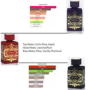 Lattafa Perfumes Bade'e Al Oud for Unisex 3 Piece Eau de Parfum Gift Set (Oud For Glory + Amethyst + Sublime) 3.4 Ounce/100 ml each