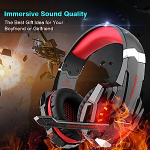 DIZA100 G9000 Gaming Headset Headphone 3.5mm Stereo Jack with Mic LED Light for Xbox One S/Xbox one/PS4/Tablet/Laptop/Cell Phone（Red）