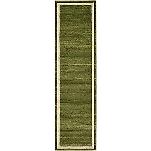 Unique Loom Del Mar Collection Area Rug - Maria (2' 7" x 10' Runner, Green/ Ivory)