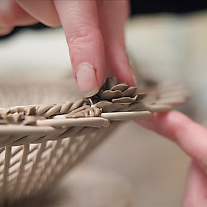 Belleek Wild Irish Hedgerow Autumn Basket - Boho Room Decor, Decorative Storage Baskets, Handcrafted with Red Rose Hips, Blackberries, and Wild Roses, 7”D x 1.5”H