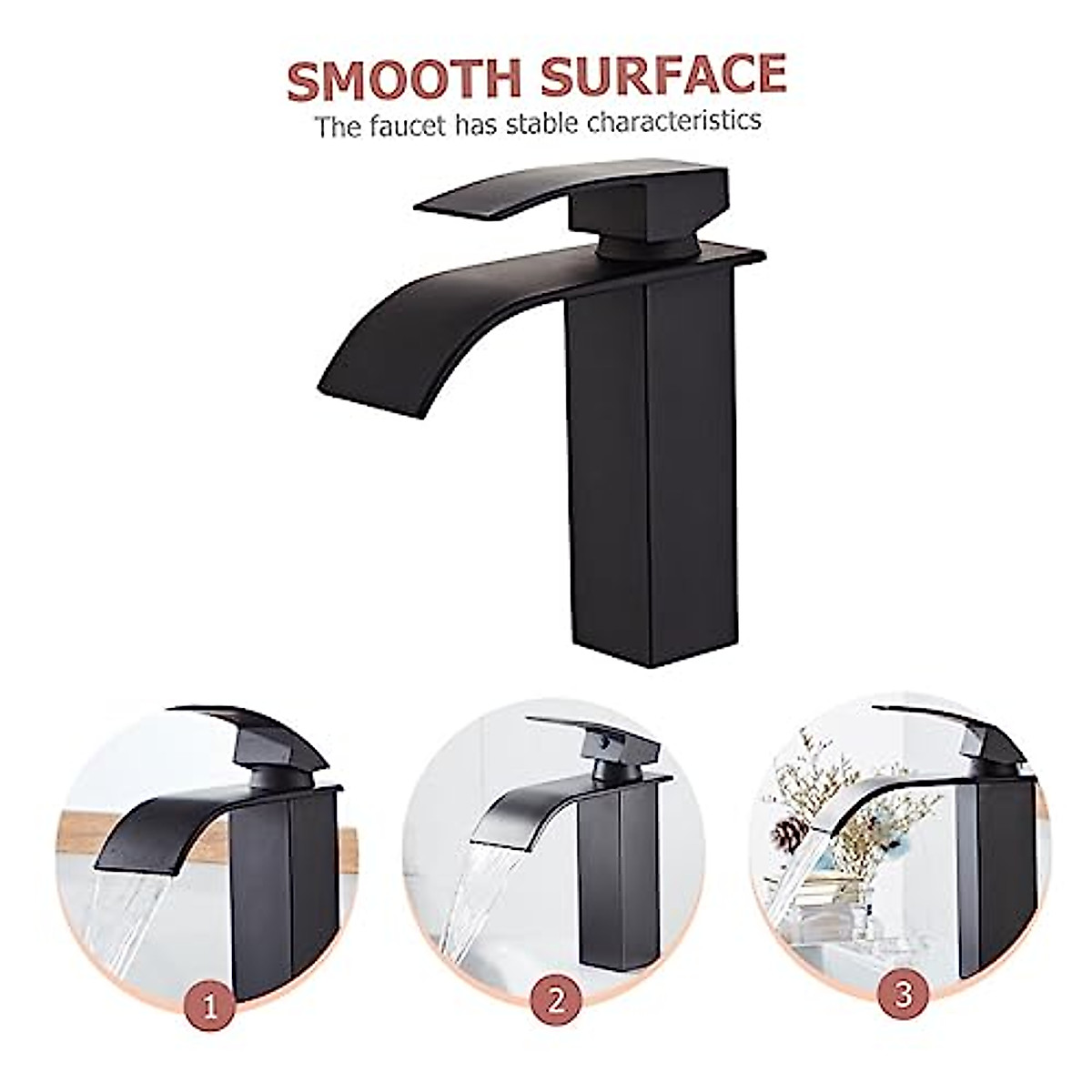 Homoyoyo Bathroom Faucet Replaceable Sink Faucet Kitchen Faucet with Sprayer Kitchen Sink Sprayer Waterfall Sink Black Sink Faucets for Bath Sinks Household Accessories Stainless Steel