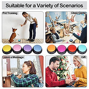 Recordable Dog Buttons 8 Color, Dog Buttons for Communication, Training Your Dog/Cat to Talk, Talking Pet Buttons, Dog Training Set, 30 Second Record & Clear Playback, Gift for Dogs/Cats
