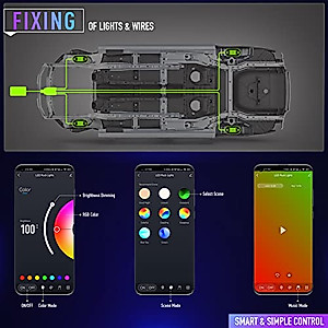 Honalia LED Rock Lights for UTV, 4 Pods Underglow Kit Cars with APP Control Music Mode 60 LEDs, Under Glow Light Car RZR UTV Golf Cart Wheeler Automotive Exterior ATV Accessories.