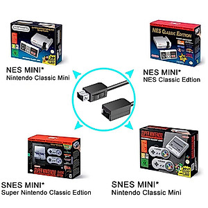 TENINYU 2-Pack SNES Classic Controller Extension Cable 10Ft, Extension Power Cord for 2017 & 2016 Mini Versions of Super Nintendo and NES [Classic Edition] & [Nintendo Classic Mini] & Wii U