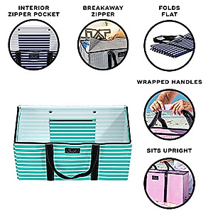 SCOUT Errand Boy - Extra Large Lightweight Utility Tote with Breakaway Zipper - Collapsible Grocery and Market or Beach Tote