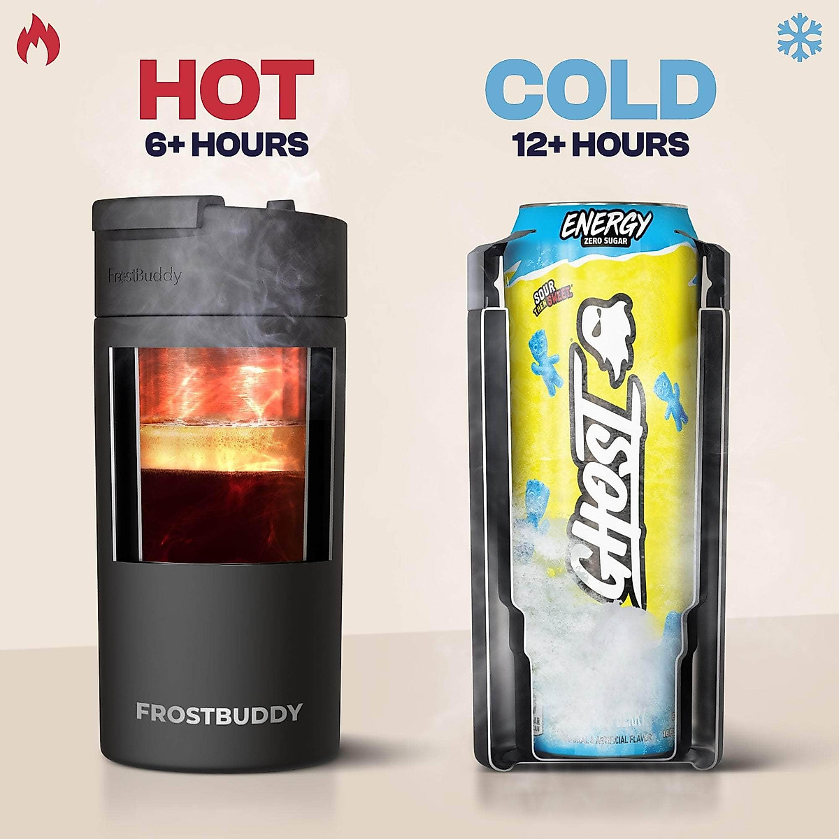 Frost Buddy Universal 2.0 5 Sizes in 1 Insulated Can Cooler - Stainless Steel Can Cooler for 12 oz & 16 oz Regular or Slim Cans & Bottles - Stainless Steel (Cotton Candy)