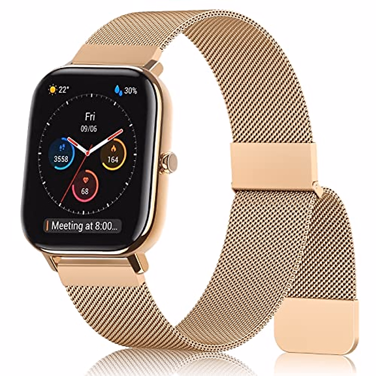 Meliya Metal Bands Compatible with Amazfit GTS/GTS2/GTS 3/GTS 2e/GTS 2 mini/GTS 4 mini/GTS 4/GTR mini, 20mm Band Replacement Quick Release Watch Straps for Amazfit Bip U Pro/Bip/Bip Lite/Bip S/Bip S lite/Bip U/Bip 3/Bip 3 Pro (Rose Gold)