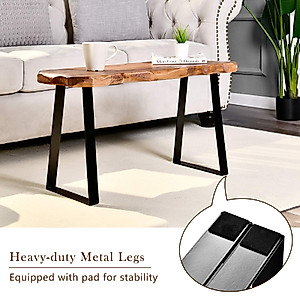 WELLAND Wood Entryway Bench with Metal Legs, Mid-Century Modern Bench for Living Room, Indoor, Porch, Farmhouse