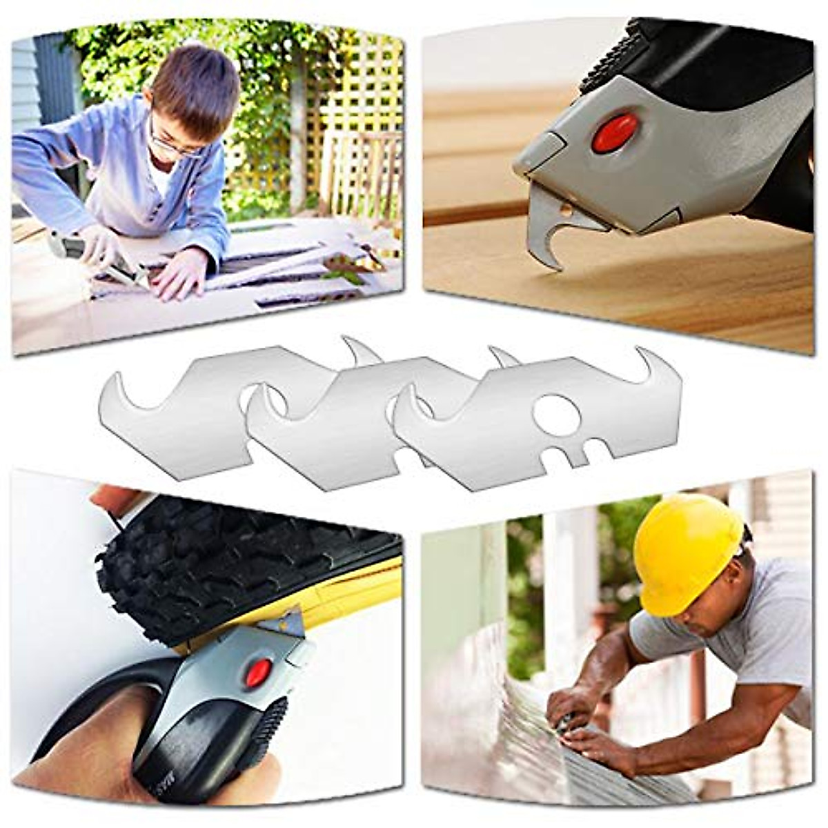 50 Pieces Utility Hook Blade Steel Razor Blade Hook Roofing Knife with Storage Box for Cutting Carpets, Wallpaper Materials