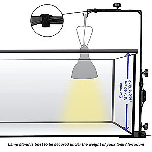 Kadako ® Reptile Lamp Stand - Adjustable Metal Heat Lamp Stand and Light Dome Support Fixture for Terrarium Enclosure, Aquarium and Tank - Includes Our Feeding Accessories Kit