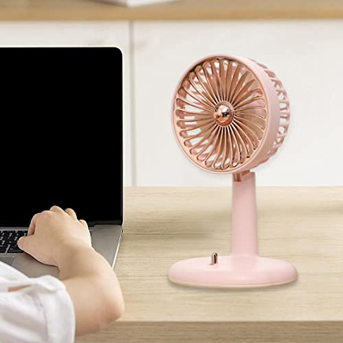 MagiDeal Desk Fan Table Fans Vintage Quiet Strong Mini USB Dual Adjustable Desktop Air Circulate Fan Personal Fan for Office Desktop Table Indoor Men, Pink