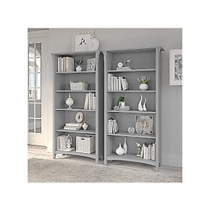 Salinas 5-Shelf 63-Inch H Tall Bookcase, Cape Cod Gray, 2/Set