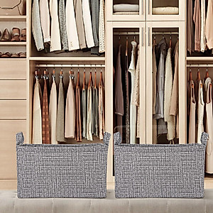 GOMAJI Storage Bins, Fabric Storage Baskets with Handles, Closet Organizer Bin for Clothes, Toys, Books, Nursery, Home Office, Black & White, 2-Pack, 14.75" L x 10.25" W x 8.25" H