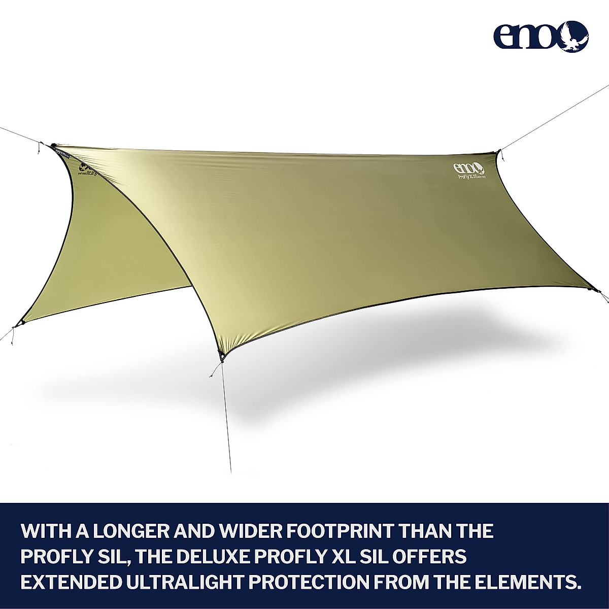 ENO ProFly XL SIL Rain Tarp - Large Ultralight Waterproof Tarp - for Camping, Hiking, Backpacking, Travel, a Festival, or The Beach - Lichen