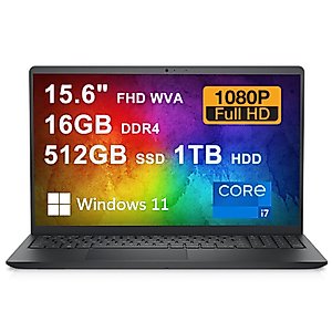 Dell Inspiron 15 3000 3530 Business Laptop | 15.6" FHD WVA Anti-glare Multi-Touch | 13th Gen Intel 10-Core i7-1355U | 16GB DDR4 512GB SSD + 1TB HDD | Intel Iris Xe Graphics FHD Webcam HDMI Win11 Black