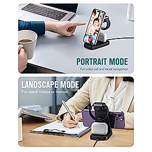 Apetiy Charging Station for Multiple Devices Apple, 3 in 1 Fast Charging Station Dock for iPhone 14/13/12/11 (Pro)/XS/XR/X/8/7/6/5, Apple Watch Series Ultra/8/7/6/SE/5/4/3/2 & AirPods with Adapter