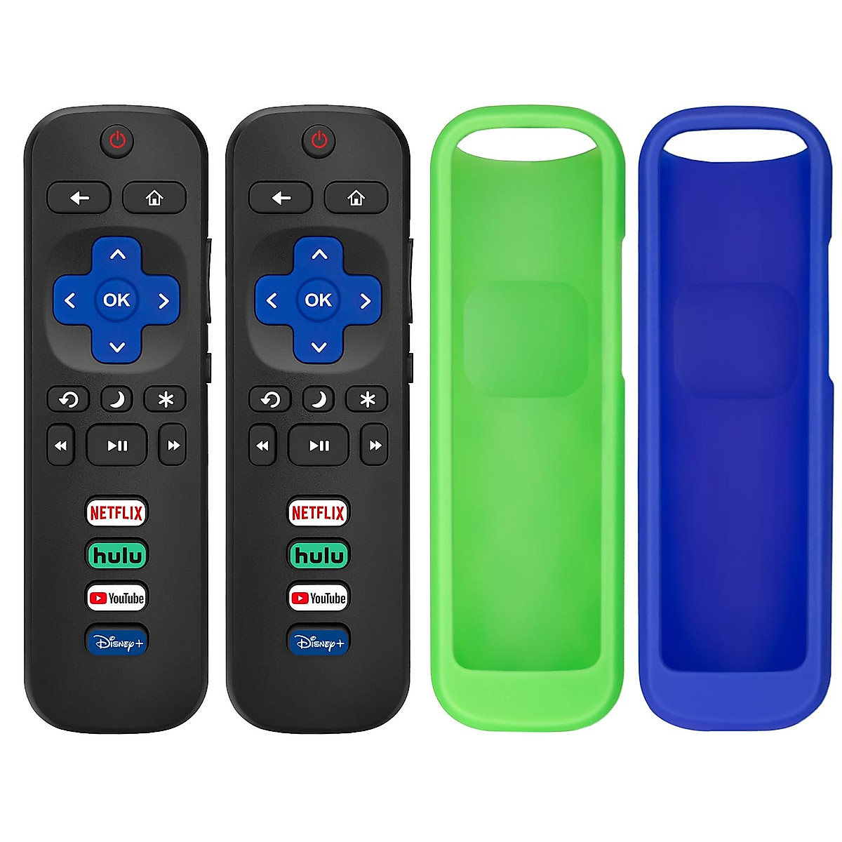 Pack of 4 Replaced Remote Controls for Roku TV With 2 Remote Covers