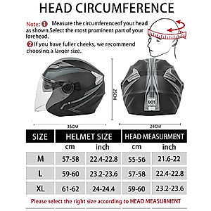 Motorcycle Helmet,Adult Open-face Motorbike Helmet Double Visor 3/4 Open Face Sun Shield Scooter Street Dirt Bike Helmet DOT Approved (X-Large, RED)