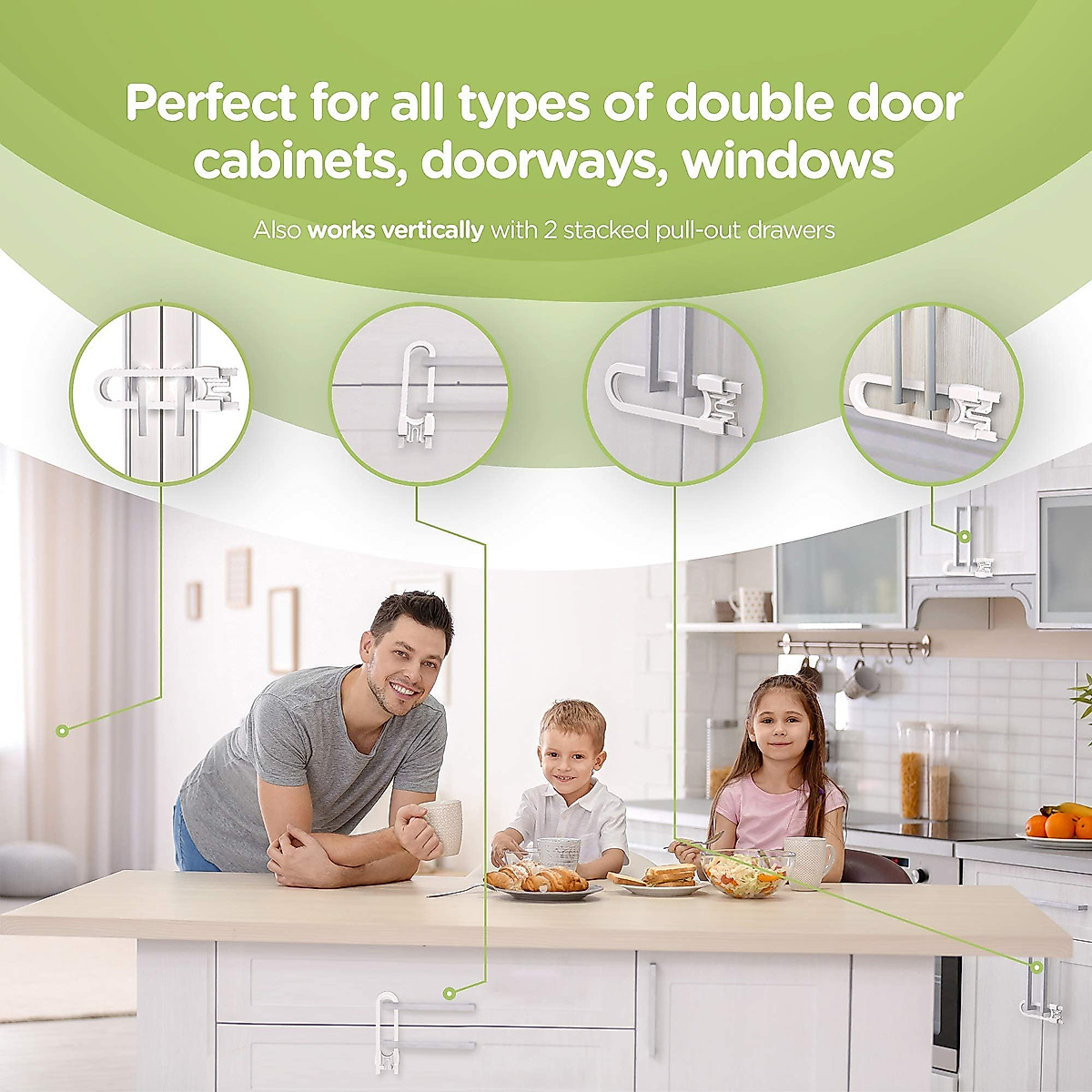 Cabinet Baby Proofing (20 Pack) by Skyla Homes - Magnetic Locks and 3M Adhesive Straps - Easiest Multipurpose No Screws or Tools Needed