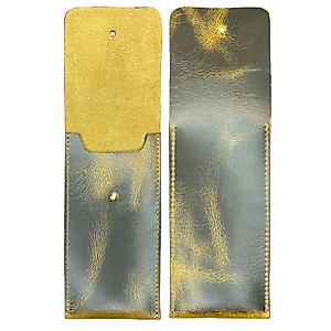 RUSTIC TOWN Leather Pen Case - Handmade Full-Grain Leather Pen Pencil Holder - Minimalist Pen Protective Sleeve Cover - Elegant & Practical Leather Pencil Pouch for Work & Office