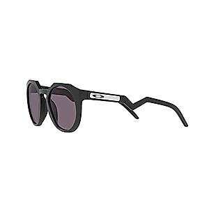 Oakley OO9464 HSTN Round Sunglasses, Matte Black/Prizm Grey, 52 mm