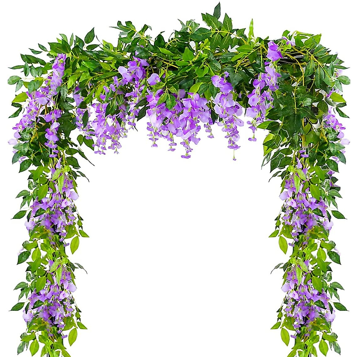 Sunm Boutique 4Pcs 6.6FT Artificial Flowers Silk Wisteria Garland Artificial Wisteria Vine Rattan Silk Hanging Flower Purple Wisteria Vine Flower for Home Garden Ceremony Wedding Arch Floral Decor