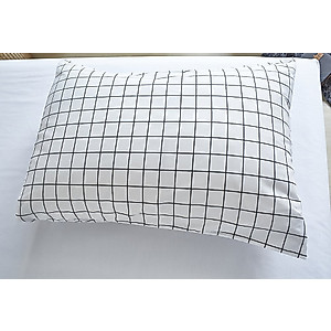 Fire Kirin Queen Duvet Cover Set with Zipper Closure 3Pcs (1 Duvet Cover + 2 Pillowcases) Modern Mini Black and White Grid Checkered Pattern Bedding Cover Set