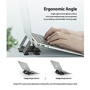 Ringke Folding Stand 2, Portable & Foldable Design Lightweight Anti-Slide Open Space Cooling Two Elevation Adjustments Invisible Laptop Stand for MacBooks, Tablets, Laptops and Notebooks - Gray