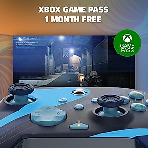 PDP Gaming REMATCH GLOW Enhanced Wired Controller Licensed for Xbox Series X|S/Xbox One/PC/Windows, Mappable Back Buttons, Advanced Customizable App - Blue Tide (Glow in the Dark)