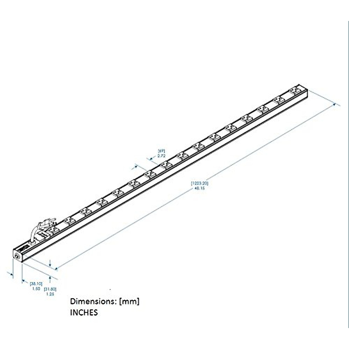 Tripp Lite 16 Outlet Bench & Cabinet Power Strip, 48 in. Length, 15ft Cord with 5-15P Plug, (PS4816) Black