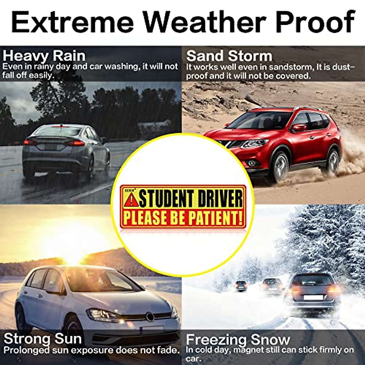 Sukh New Driver Magnet for Car - Student Driver Magnet for Car Boys and Girls New Student Driver Sticker Reflective Safety Signs Reusable Movable 3 Pcs