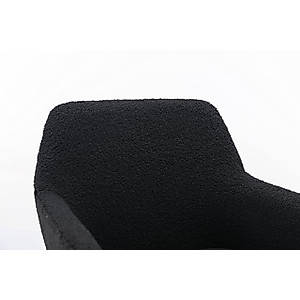 Mcltopz Faux Fur Home Office Chair, Modern Furry Office Chair, 360° Swivel Height Adjustable Desk Chair w/Gold Metal Leg, Comfy Vanity Makeup Chair Computer Task Chair for Home Office (Black)