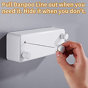 Danpoo Retractable Clothesline, 13.8 Ft Stainless Steel Double Clothes line retracting Indoor, Heavy Duty Retractable Laundry Line Wall Mounted, White