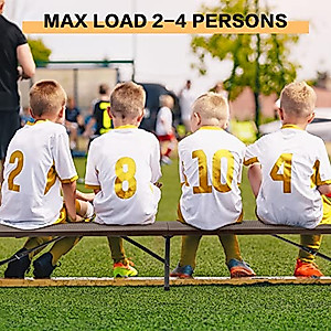 Todeco 2Pcs Folding Benches, 6 Ft Portable Foldable Bench Seat for Soccer Camping Picnic Party with Carrying Handle, Suit for Indoor & Outdoor, Brown Imitated Rattan