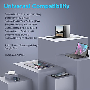 127W Microsoft Surface Book 3 Laptop Charger Also for 102W Surface Book 2, 1, Surface Laptop Studio 2, 1, Windows Surface Pro/Laptop/Go, 10FT Super Long Cable with Powerful Magnetic Plug and LED