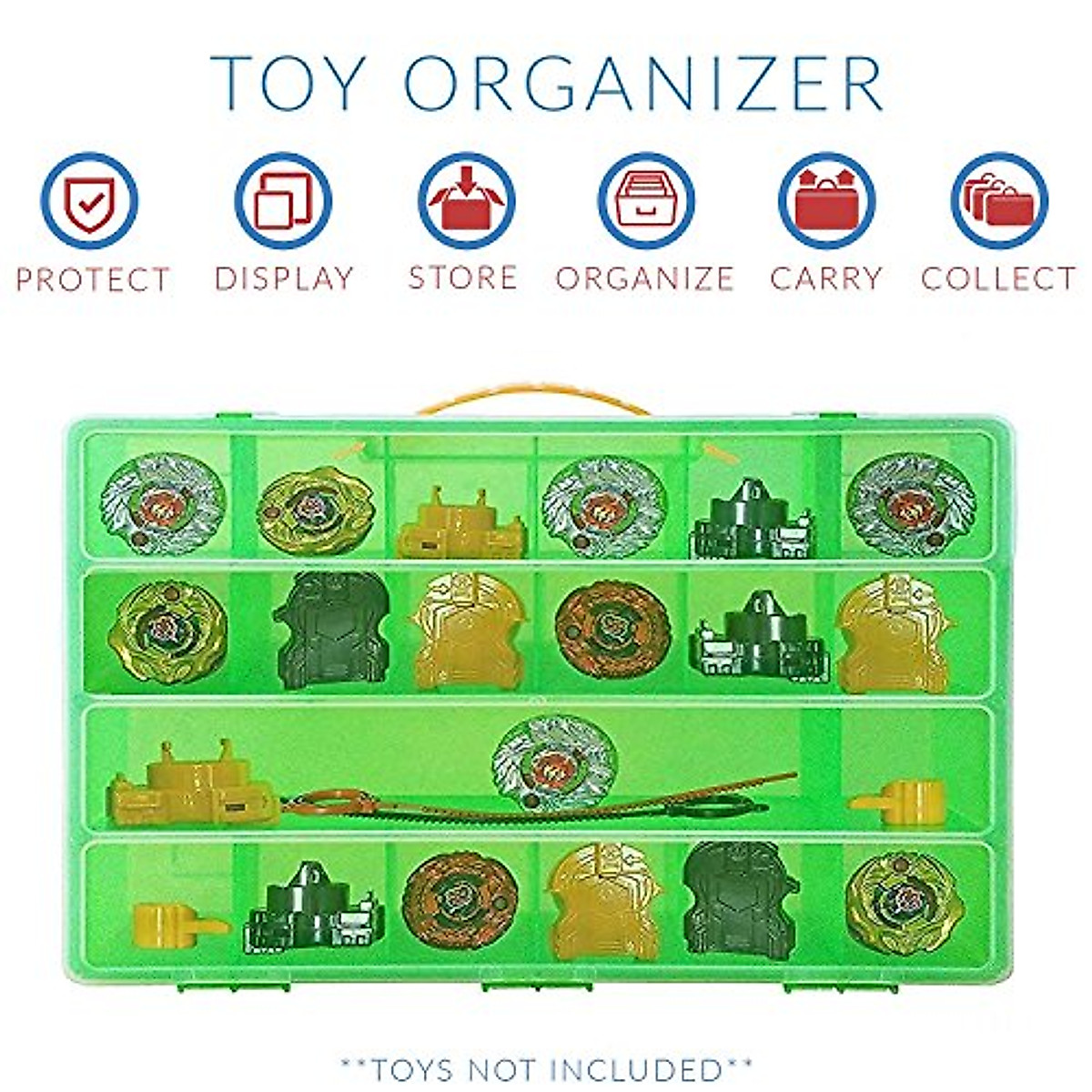 Life Made Better Beyblade Green Case, Battle Box For Kids, Compatible With Beyblades, 17 Compartment Playset Organizer (Green)