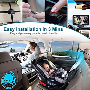 DoHonest Baby Car Camera 7-Inch: USB Plug and Play Easy Setup 360° Rotating Backseat Camera Two Kids HD 1080P Rear Facing Car Seat Camera Clear Night Vision -V9