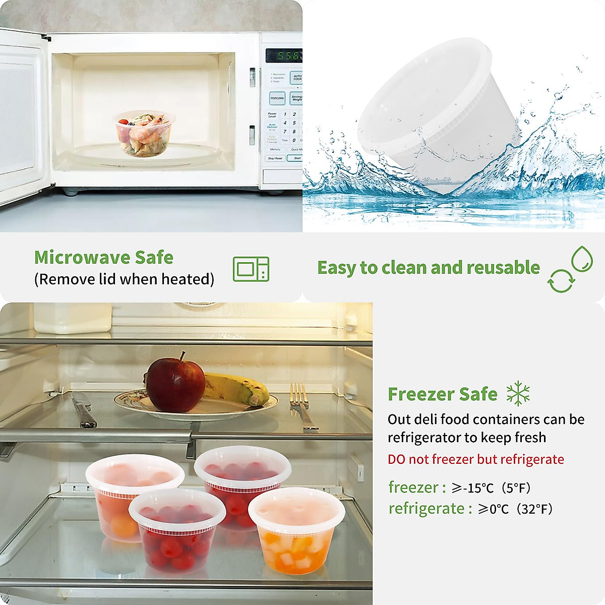 [50 Sets - 16 oz.] Plastic Deli Disposable Food Storage Containers With Airtight Lids, Deli, Slime, Soup, Meal Prep Containers | BPA Free | Stackable | Leakproof | Microwave/Dishwasher/Freezer Safe…