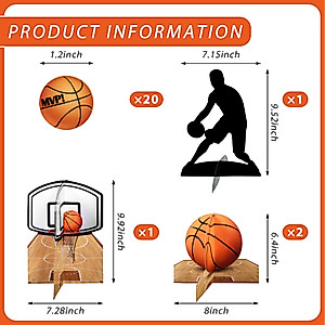 24 Pieces Basketball Centerpieces Basketball Table Decorating Slam Party Supplies Basketball Player Silhouette Basketball Cutouts Basketball Graduation Rave Party Decorations for Birthday Baby Shower