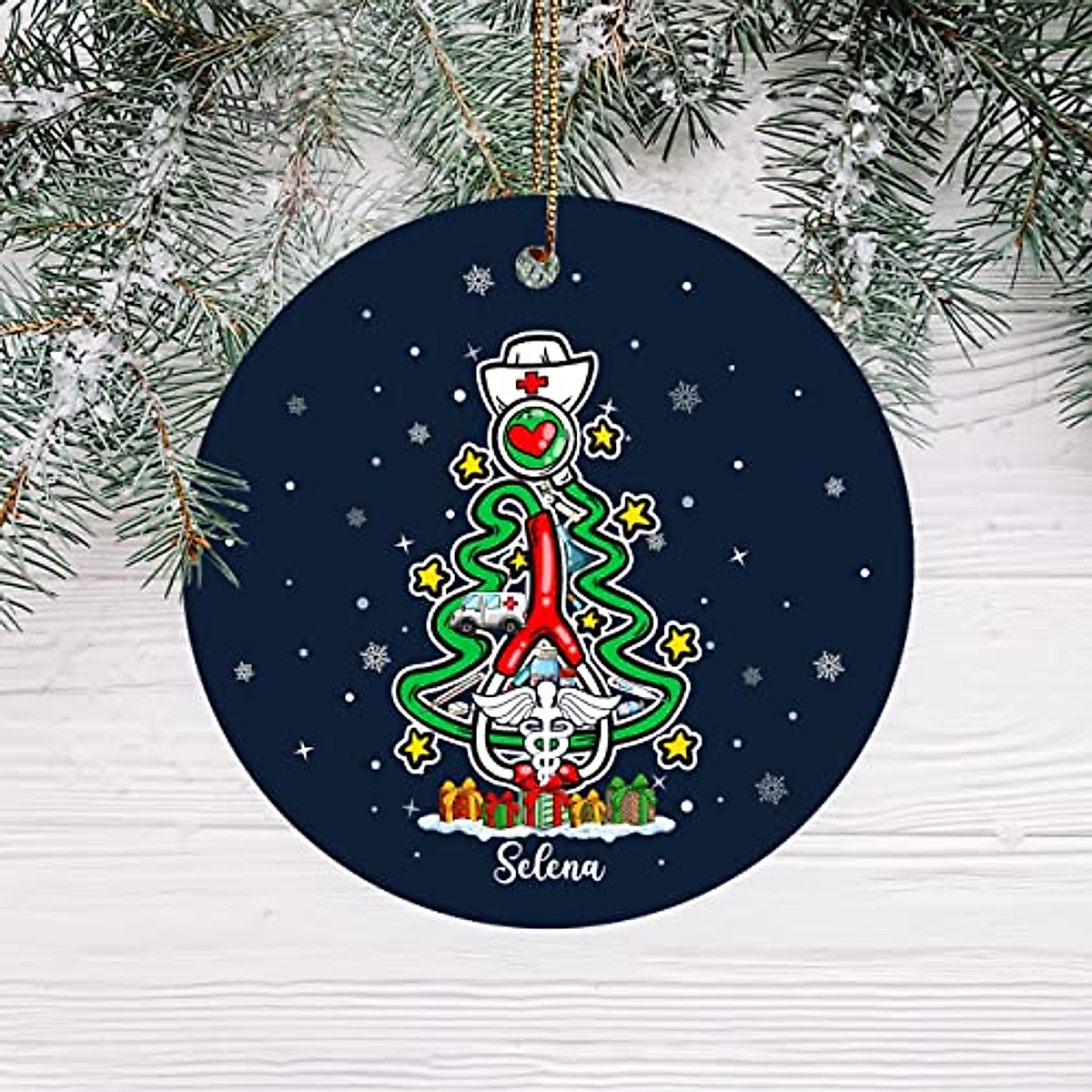 ColorfulParrot Custom Nurse Stethoscope Christmas Ornament, Nurse Ornament, Stethoscope Ornament, Nursing Assistant Gifts Dyx8 1