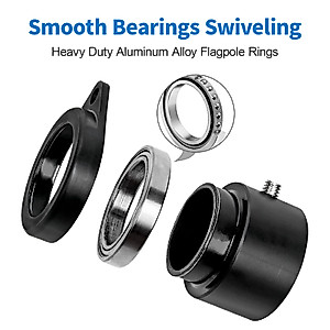 HIBLE 1 Inch Black Flag Pole Ring with Built-in Bearings, Spinning Aluminum Alloy Flagpole Rings, 360 Degree Rotating Tangle Free Flag Pole Spinners (Fit 0.75-1 Inch Pole)