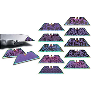 NDZ Performance Steel Blade Replacement for Berkling Utility Knife, Custom Razor Blade, Double Sided Laser Engraved Designs, Rainbow - TriWeave, 1 Pack