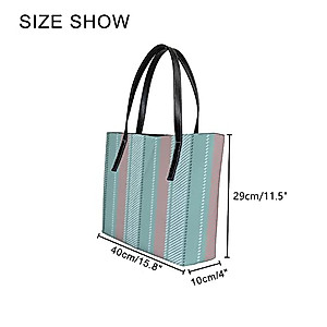 Fashion Tote Handbags Women's Soft Tote Shoulder Bag for Women Work Shopping Top Handle Satchel Bags, 15.8×4×15.4 inches,Retro Green Pattern