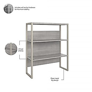 Bush Business Furniture Hybrid 2 Drawer Lateral File Cabinet with Shelves, Platinum Gray