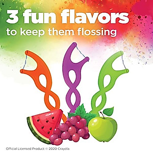 GUM Crayola Twistables Kids Flossers with Fluoride - Designed for Little Hands - Three Fun Fruit Flavors - Easy to Use Kids Floss Picks for Children Ages 3+, 90 ct (4pk)