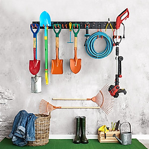 Ultrawall Multi-Storage Garage Hooks, Utility Rack with Multiple Installation Methods, Wall-Mounted Garden Tool Organizer System for Shovels, Rakes, Ladders,17pcs