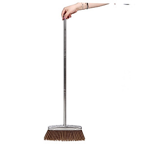 Amosfun 1 Set Stainless Steel Trash Shovel Rubbish Dustpan Standing Broom and Dustpan House Sweeping Broom Hand Broom and Dustpan Dustpans with Broom Dust Brush Grass Concrete Broom Silver