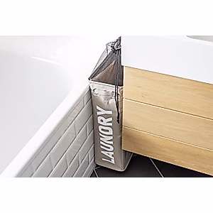 Taupe Corno slimLaundry basket - thin Laundry Hamper with wheels - small space laundry bin - narrow hamper, laundry collector, laundry basket with wheels