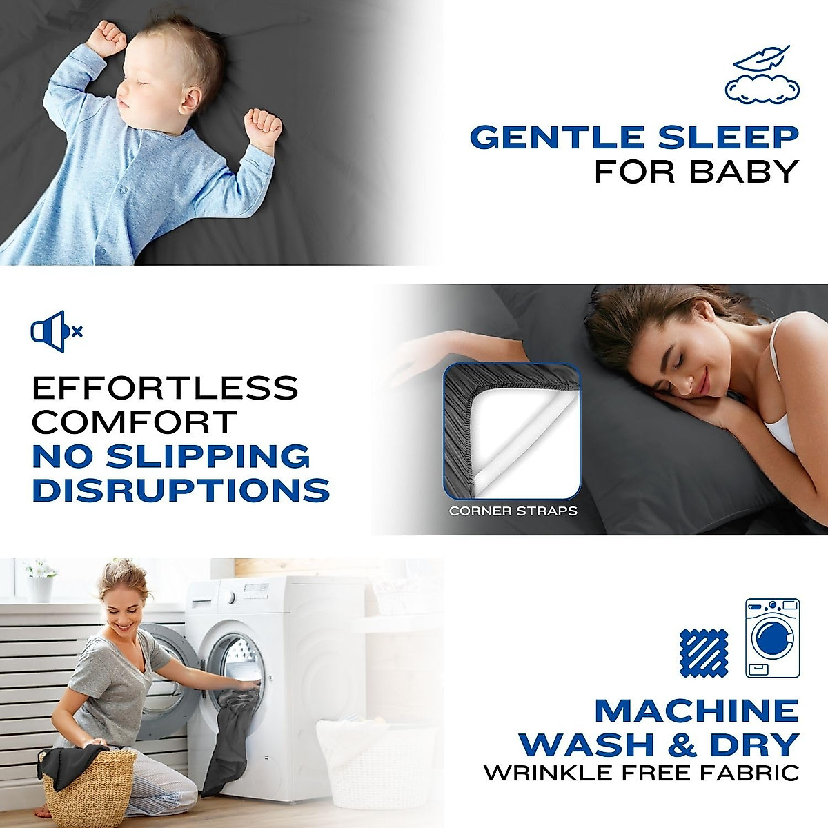 DREAMCARE deep Pocket King Sheets - 4 PCS Set - up to 21 inches - 2500 Supreme Collection - Superior Softness - Hotel Luxury Sheets & Pillowcases Set - Wrinkle and Fade Resistant (King, Gray)