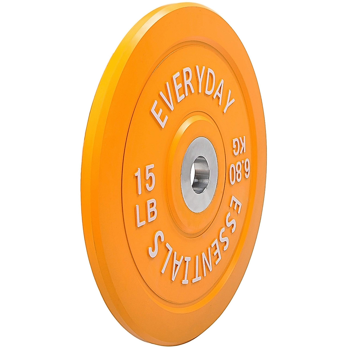 BalanceFrom Color Coded Olympic Bumper Plate Weight Plate with Steel Hub, 15LB Single